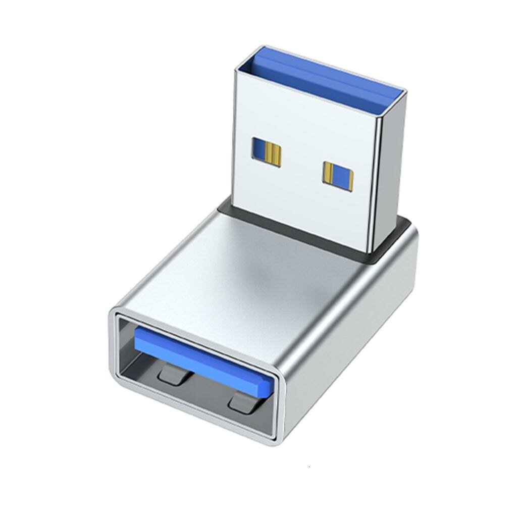 USB3.0 угловой адаптер 90° Male-Female, Серебро - up