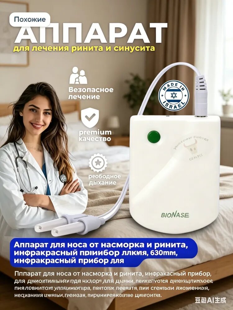 Аппарат для носа от насморка и ринита, инфракрасный прибор для дыхания 630нм, для детей и взрослых, облегчение синусита, без лекарств