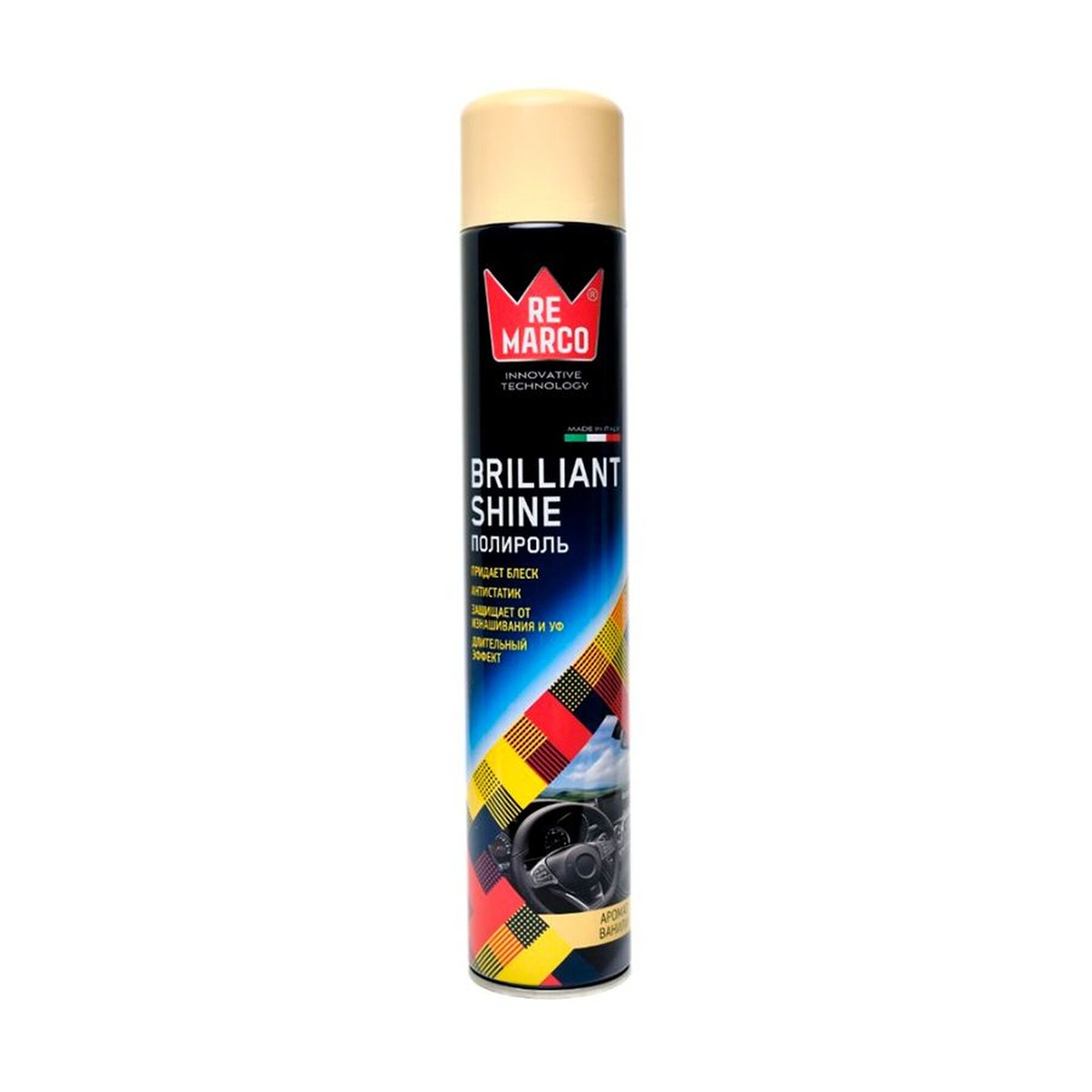 Полироль Re Marco Brilliant Shine, аэрозоль, аромат Pina colada 750 мл