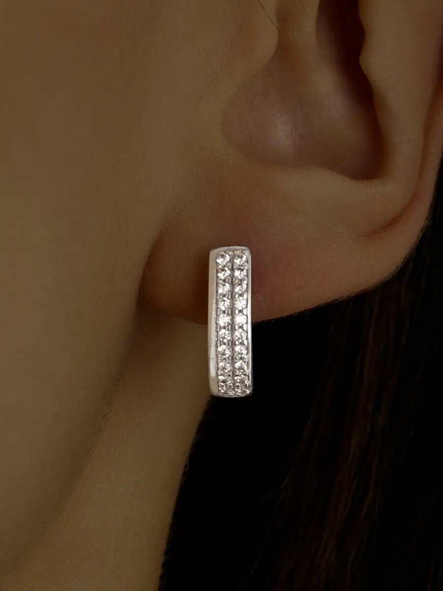 Серьги, 925 проба, фианит