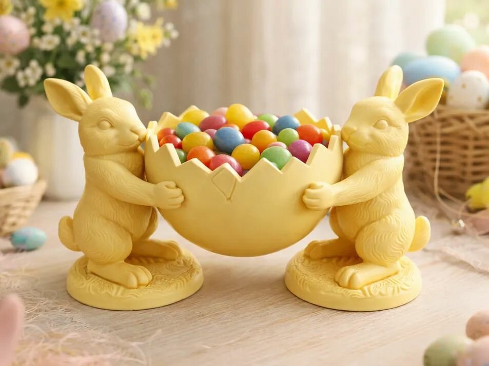 Конфетница Пасхальные зайчики с яйцом миска