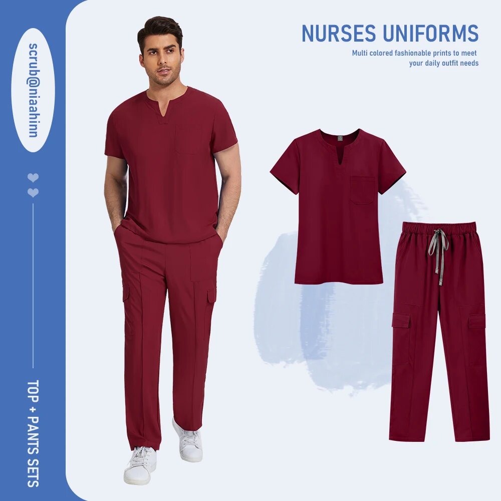 Многоцветный медицинский костюм Niaahinn Красный, M, 42336-Red