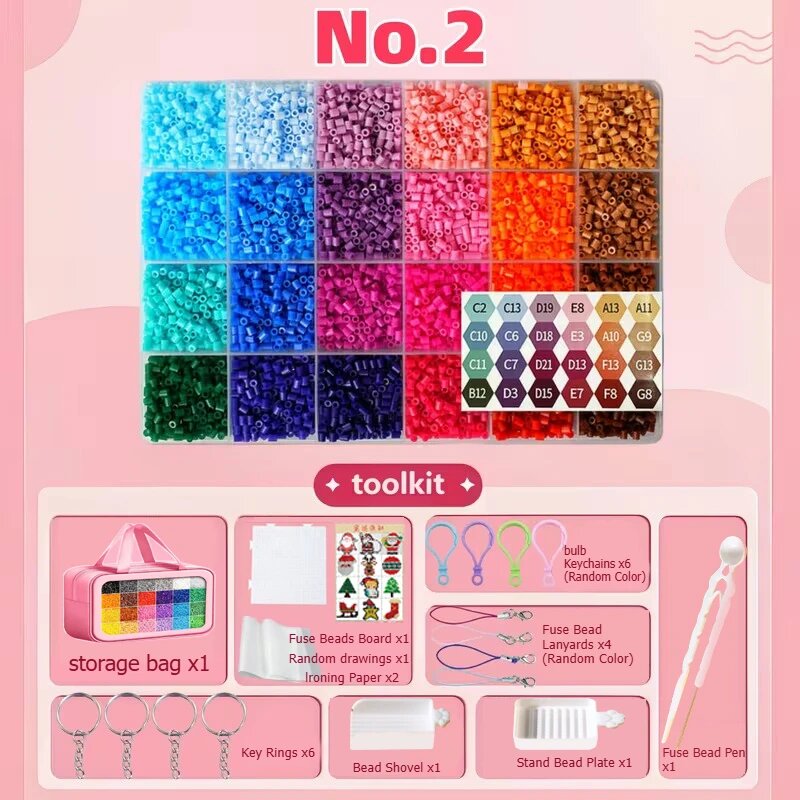Мини-бусины Hama для термомозаики 7200 шт. NO.2 tool set
