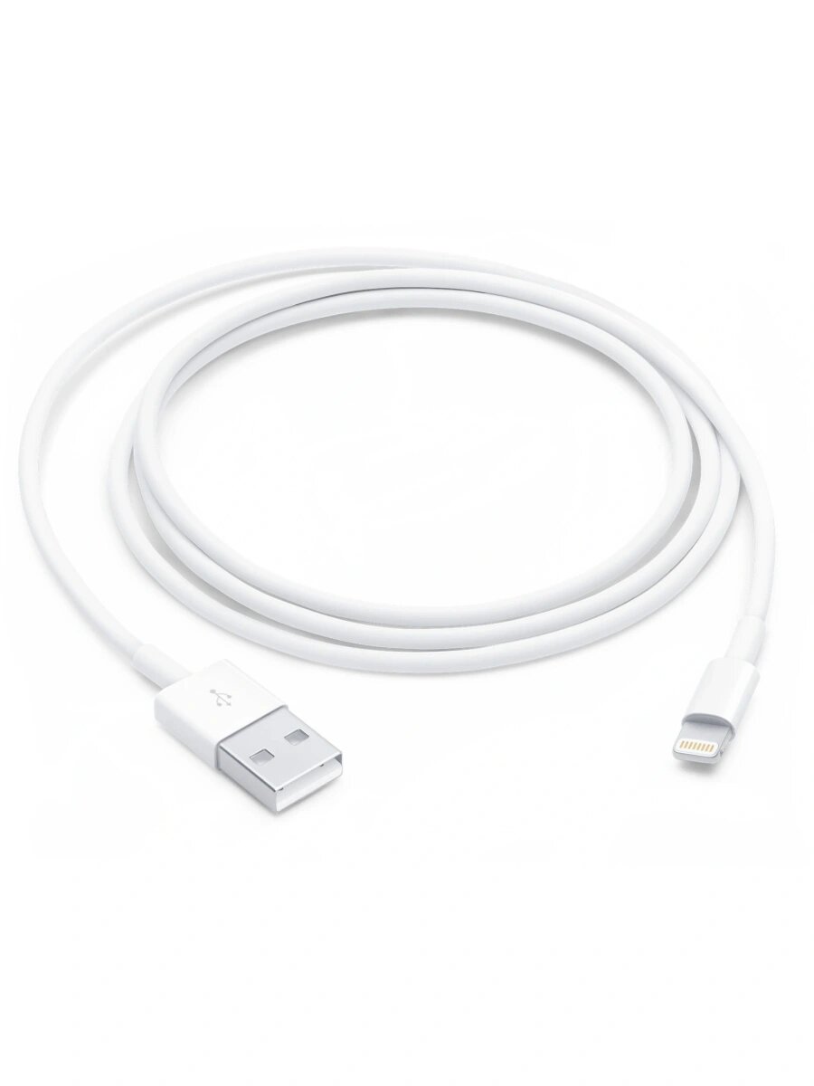 Кабель Apple A1480, Lightning (m) - USB (m), 1м, MFI, белый [muqw3zm/a]