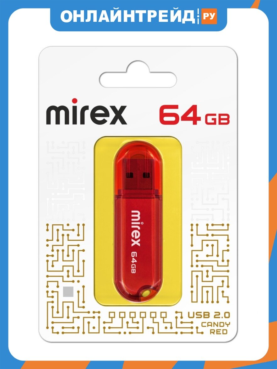 Флэш накопитель Mirex 64 Гб CANDY RED USB 2.0 (13600-FMUCAR64)