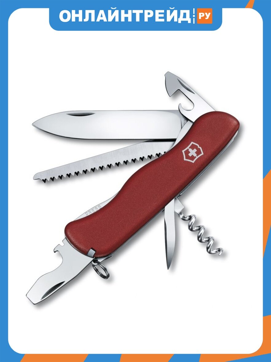 Нож перочинный Victorinox Forester, 111 мм, 12 функций, с фиксатором лезвия, красный