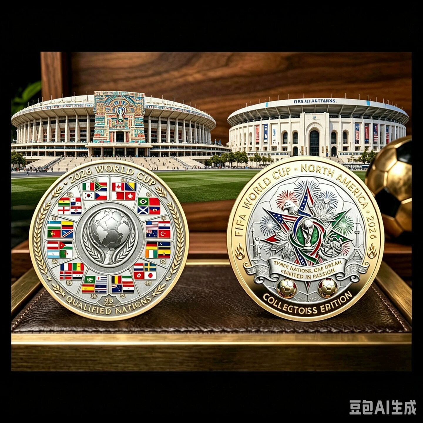 2026 U. S.-Canada-Mexico World Cup Theme Commemorative Coin Handicraft Alloy Decoration Badge Peripheral Collection Creative Gifts