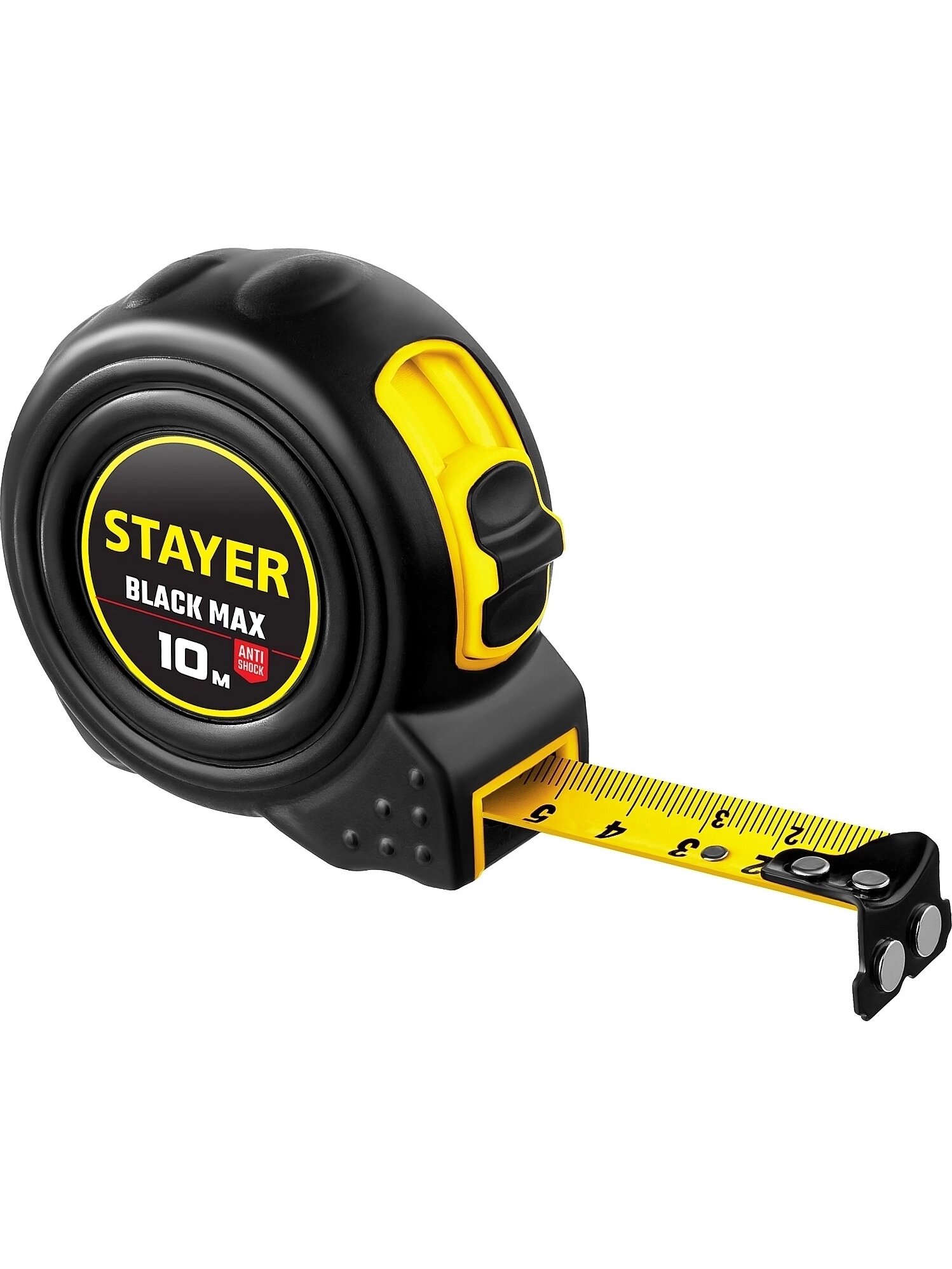 Рулетка с двумя фиксаторами Professional (3410-010) STAYER BlackMax 10 м х 25 мм