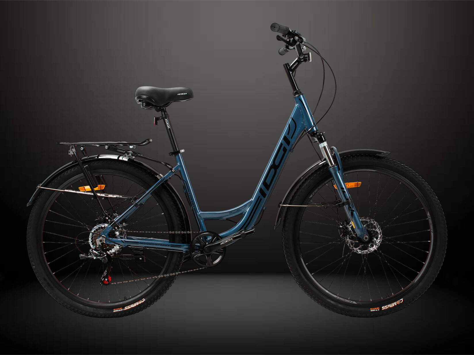 Велосипед горный IDGI Comfort 27.5 URBAN-Grey" Shimano, Широкое седло, Регулировка руля по высоте