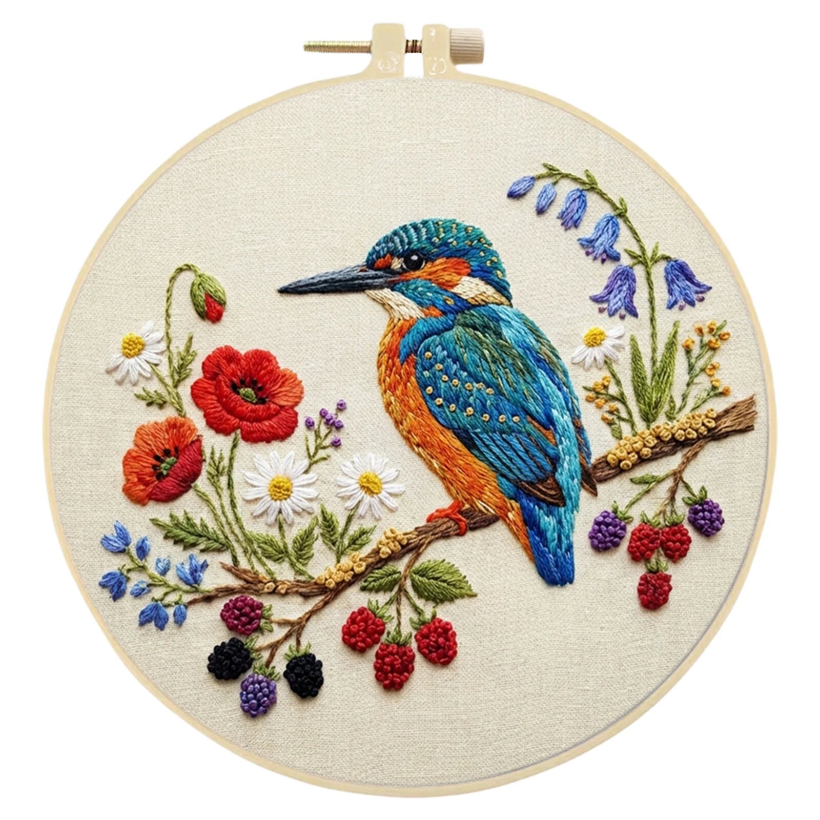 Набор для вышивания APWIKOGER "Птицы и цветы", хлопок, 30x30 см Alcedo Atthis B