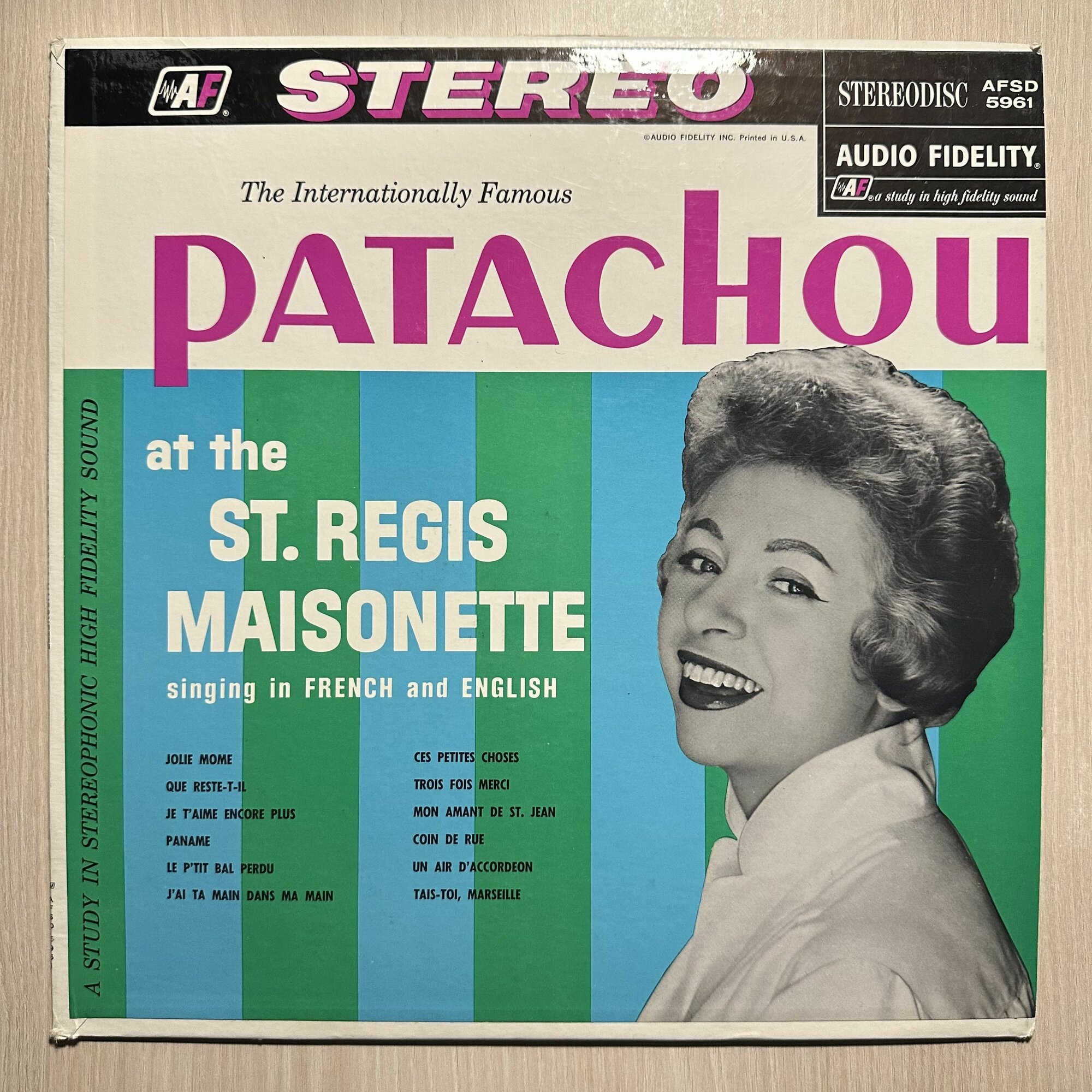Виниловая пластинка Patachou At The St. Regis Maisonette Singing In French & English (США 1962г.)