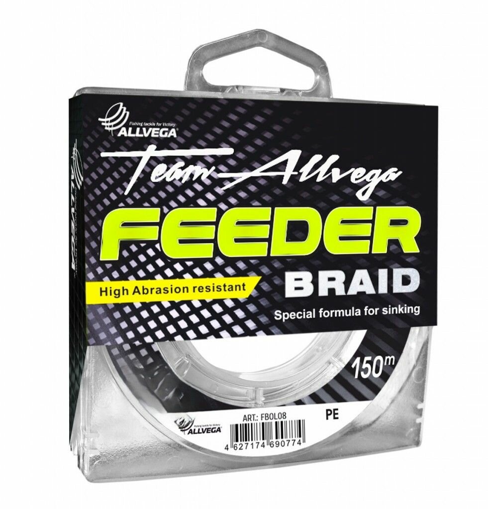 Шнур FEEDER Braid Allvega, четырехжильная, длина 150м, диаметр 0,08мм, вес 4.93 кг,