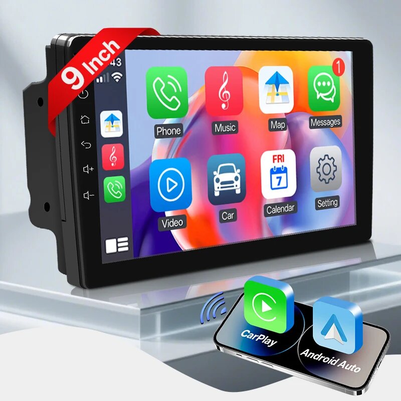 Автомобильный Мультимедийный Плеер Hippcron 7/9 Дюймов Double DIN С Android Auto, 9inch Player