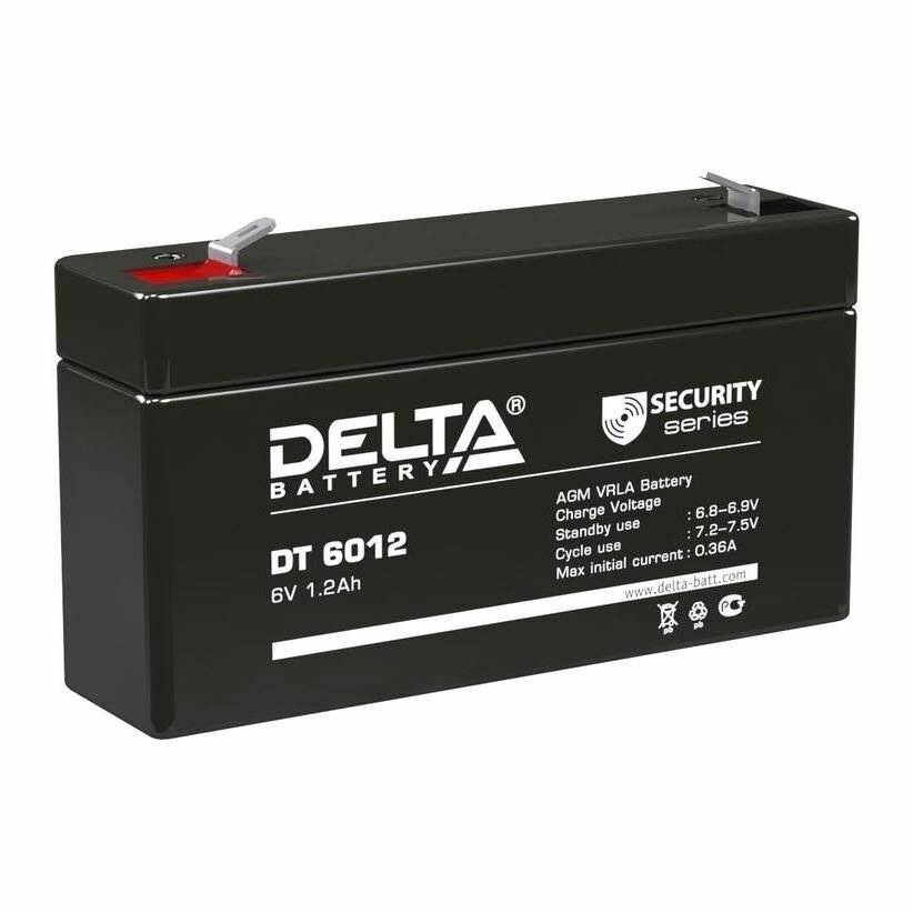 Аккумулятор 6в 1,2Ач DELTA DT6012 (97х24х52) свинцовый