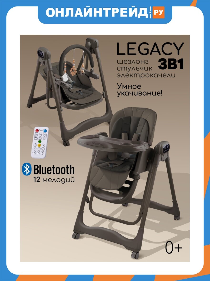 Стульчик для кормления Amarobaby Legacy коричневый