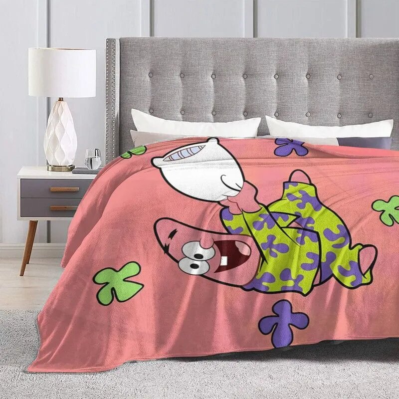MXEB Плед с фотопринтом SpongeBob Пледы Губка Боб Квадратные , Фланель, 100 см х 75 см