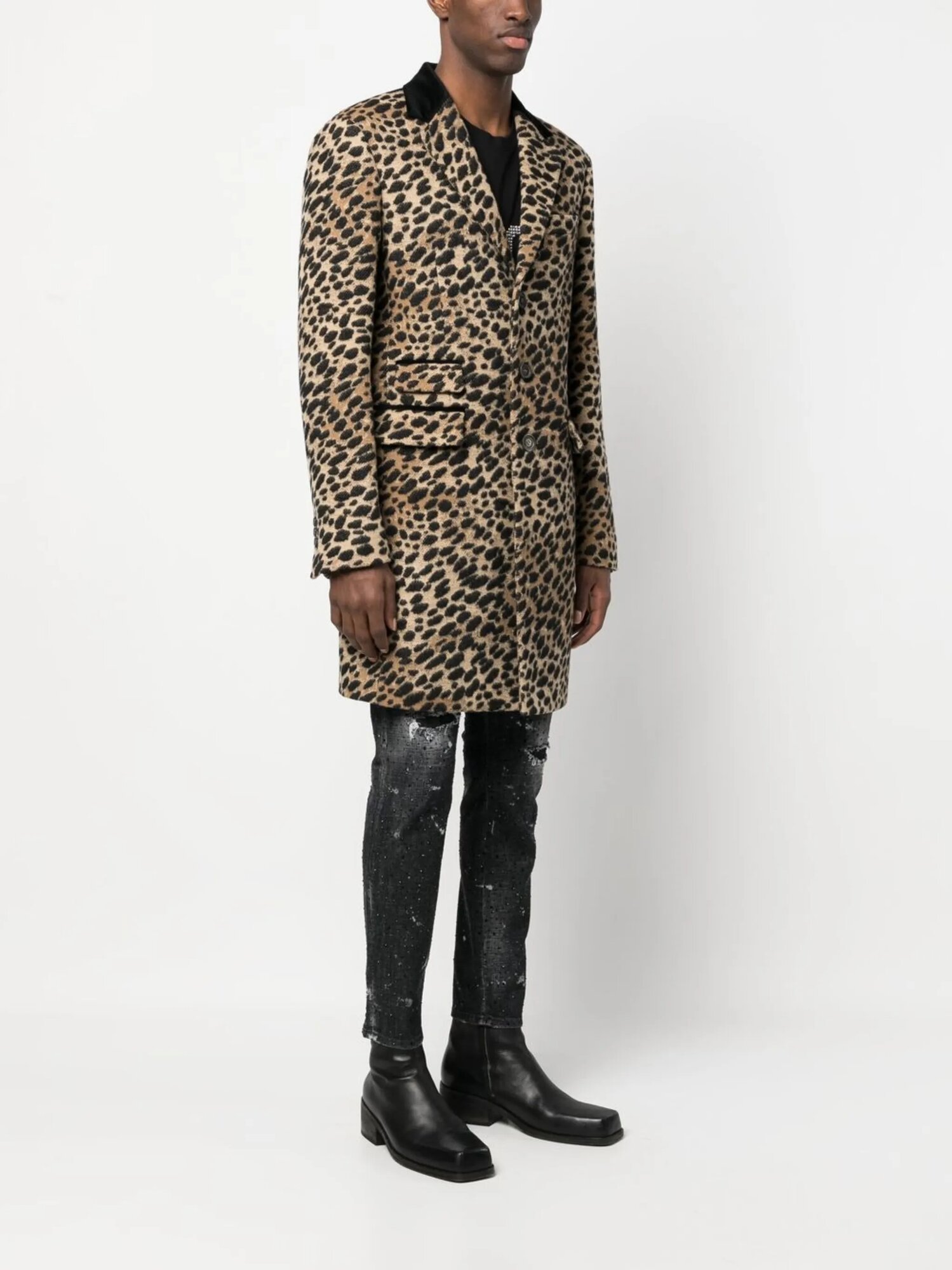 Пальто DSQUARED2 Leopard-print single-breasted coat, размер 48 — фото 1
