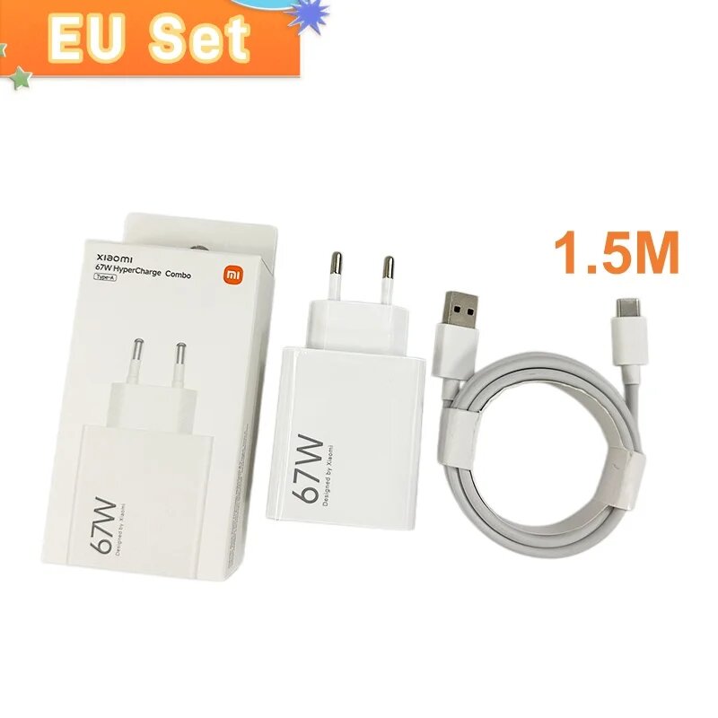 Оригинальное зарядное устройство Xiaomi 67W Turbo Fast Charge с кабелем Type-C EU with 1.5M Cable