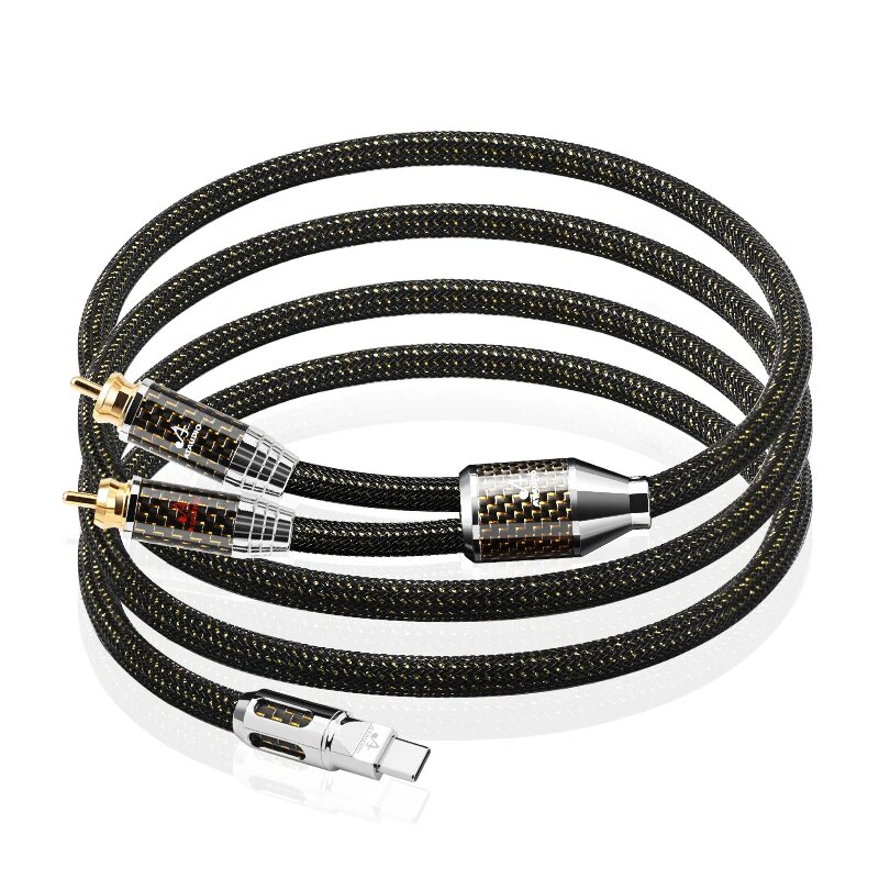 Аудиокабель USB Type-C - 2RCA, 0.75 м, Golden Armor