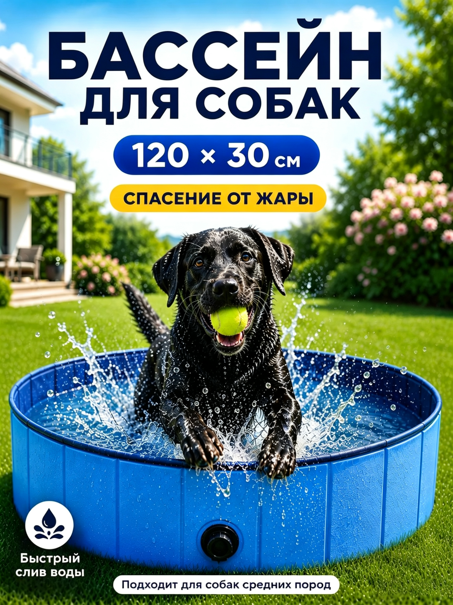 Складной каркасный бассейн для собак и домашних животных, надувной водоем для охлаждения питомцев на даче