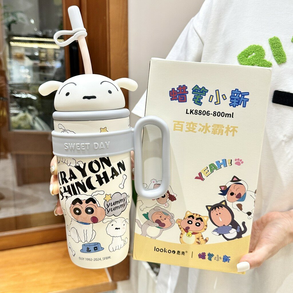 Snoopy creative термос с большой емкостью и ручкой для переноски для детей и взрослых white