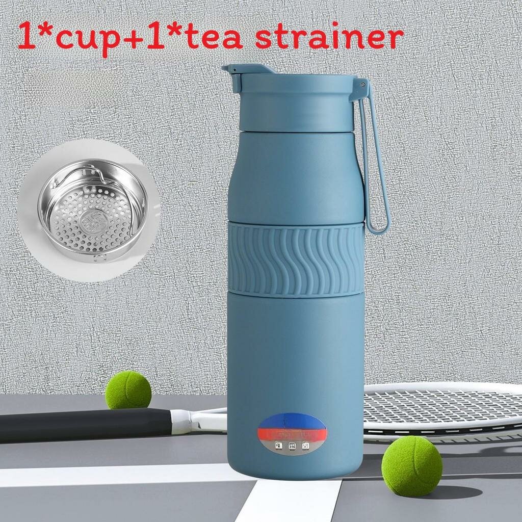 Stainless steel insulated travel mug with tea infuser for office and outdoor use brand unbranded, blue