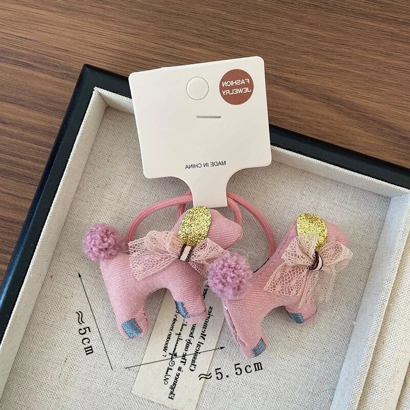 Детские тканевые банты из хлопка, набор 2 шт Розовый, 12-Pink Teddy