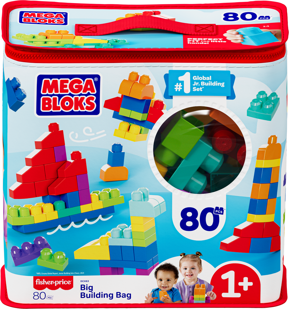Конструктор MEGA BLOKS DCH63, пластиковые кубики, 80 шт, возраст 1-2 года