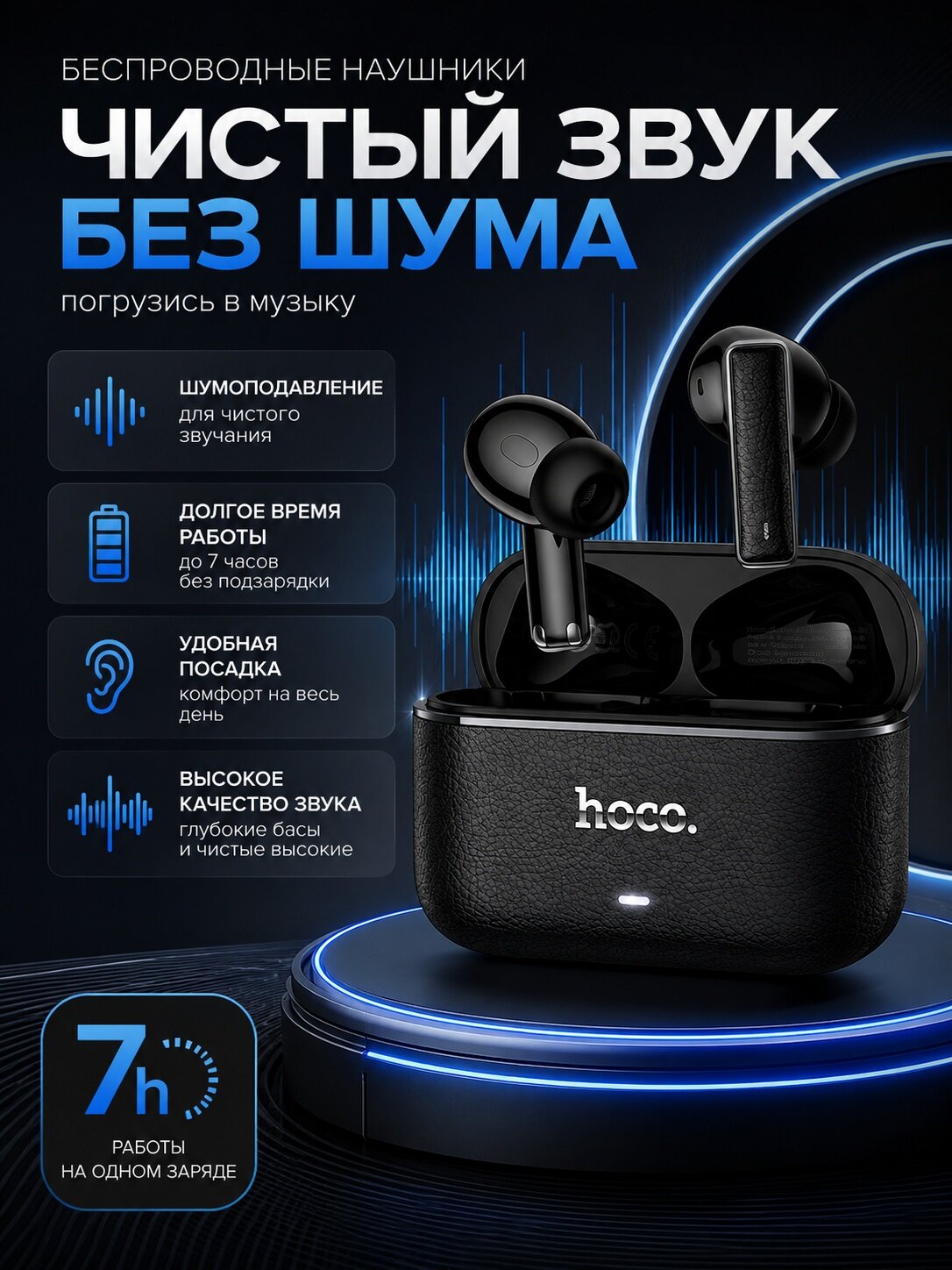 Беспроводные наушники Bluetooth Hoco EQ35 (TWS, вакуумные, активное шумоподавление)