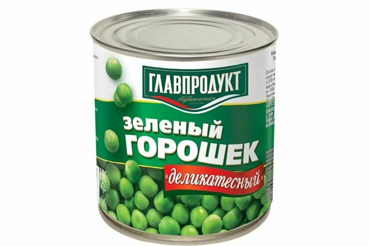 Главпродукт зеленый горошек деликатесный ж/б 425 г, 1 шт