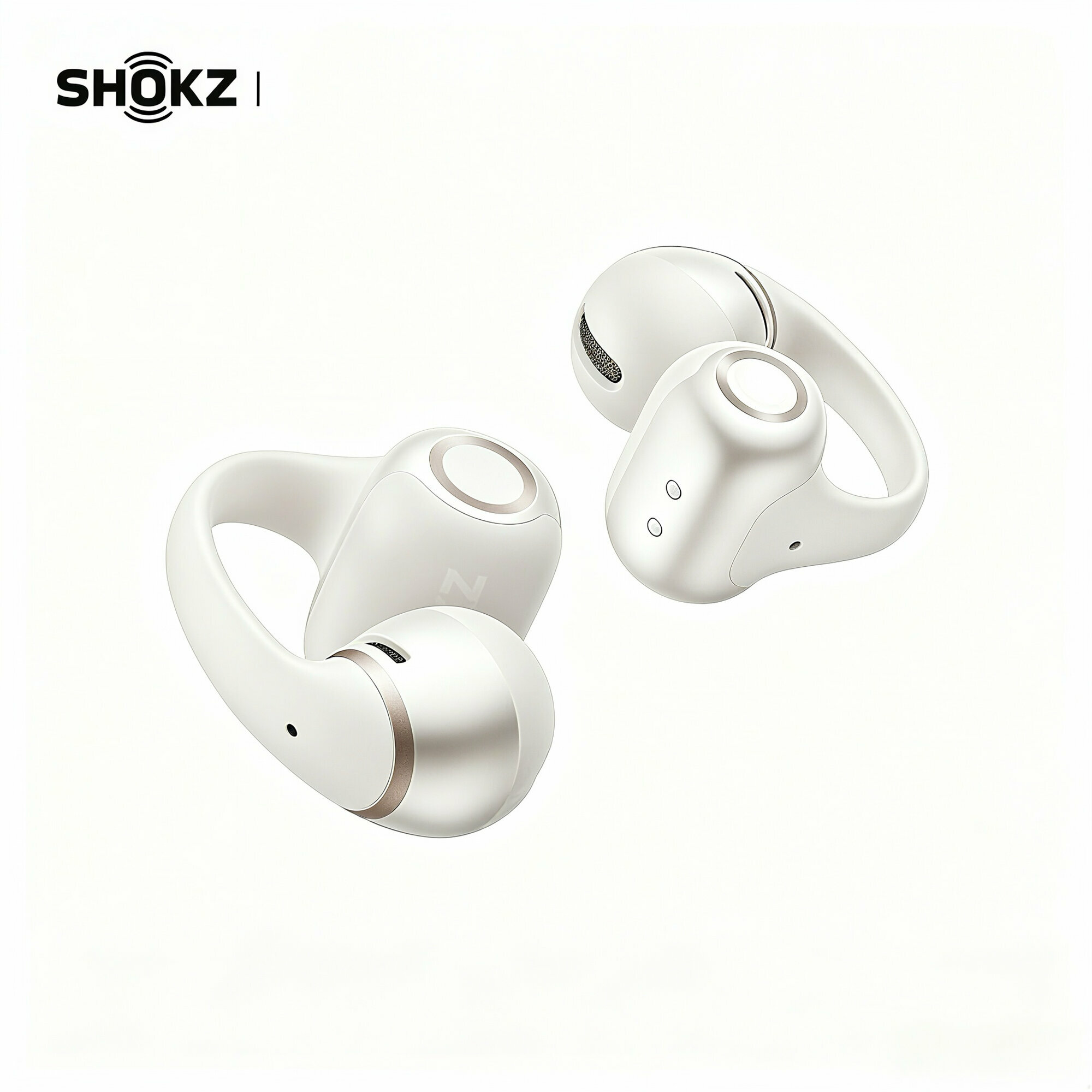 Наушники-клипсы Shokz OpenDots 2, Bluetooth, открытого типа, для спорта и бега, белый цвет，Белый