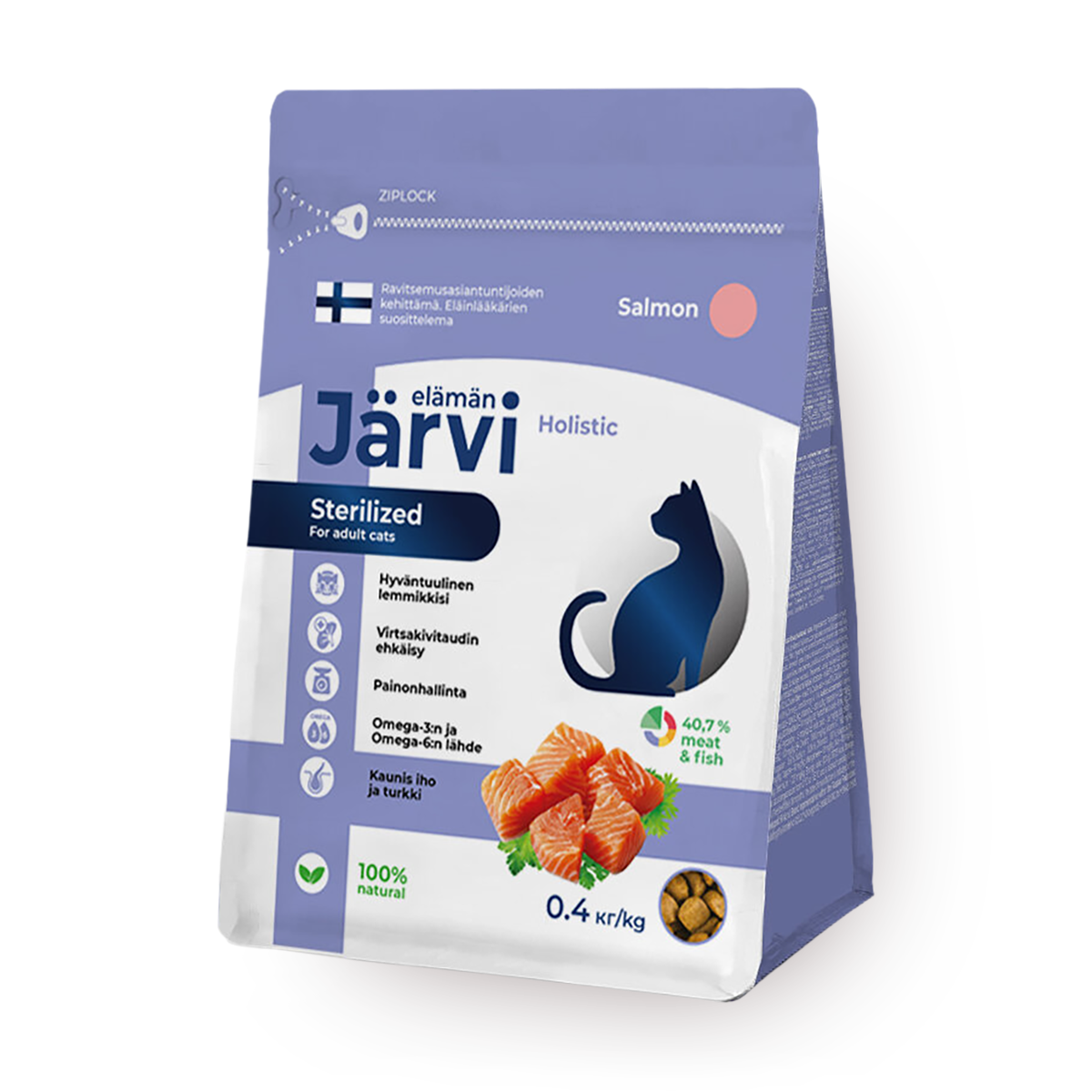 Корм Jarvi, для стерилизованных кошек, с лососем, сухой, 400 г