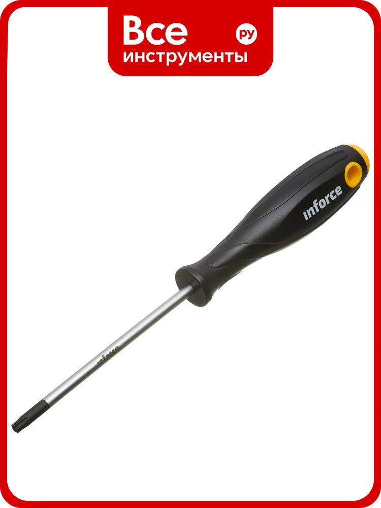 Отвертка Inforce TORX T25, магнитный наконечник, рукоять из полиуретана, стержень из стали CrMoV, прямая форма