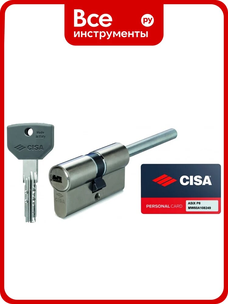 Цилиндр CISA серии ASIX P8, ключ-шток, 90 мм, (60x30), никель 1.0Q317.87.0.12SD