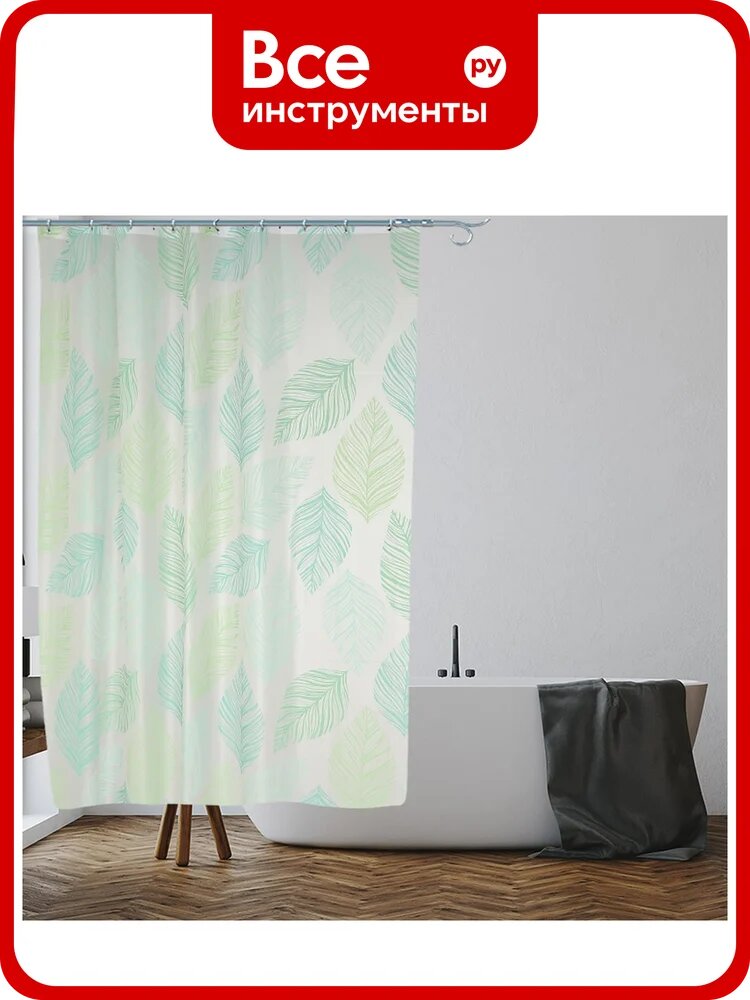 Штора для ванной комнаты PERFECTO LINEA 180x180 с кольцами Secret листья 36-118003 ЦГ-0322666857