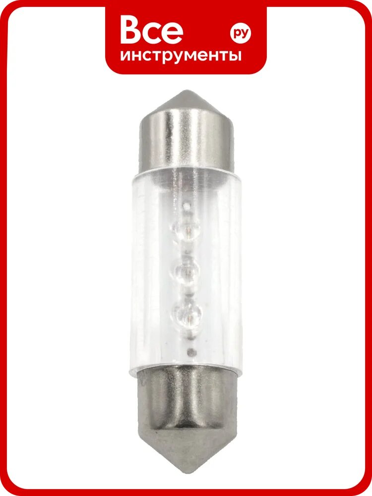 Светодиод маяк 12V T11x36 S8,5 3LED RED (салон, номерной знак) – красный SMD светодиод, трубка T11x36, бытовое