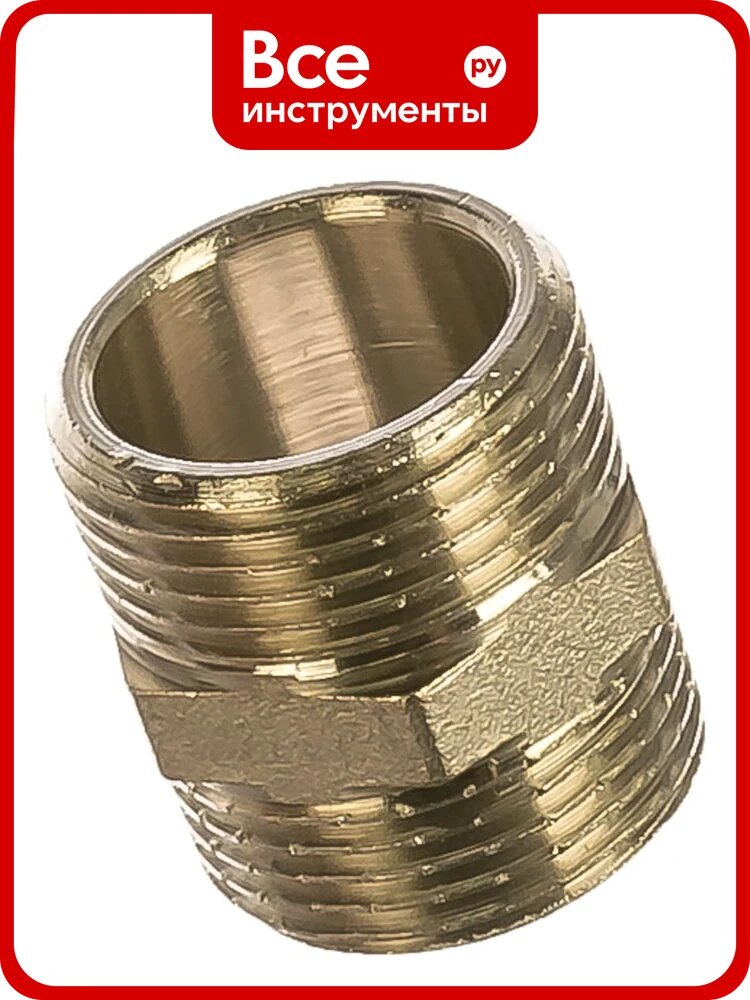 Ниппель Valtec VTr.582. N.0005, никелированная латунь, наружная/наружная резьба