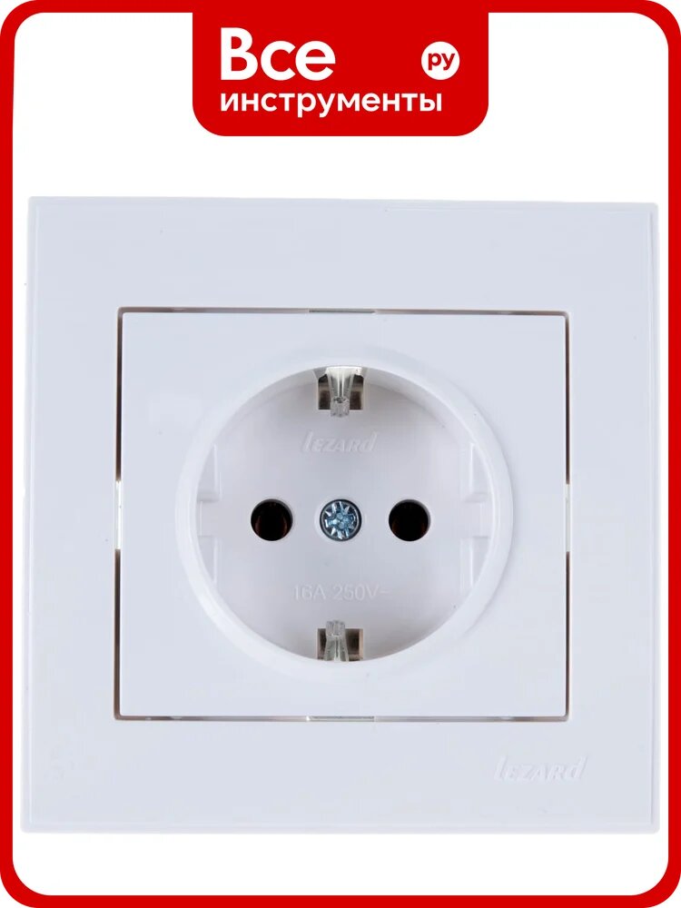 Розетка LEZARD RAIN 703-0202-122, встраиваемая, с заземлением, белая