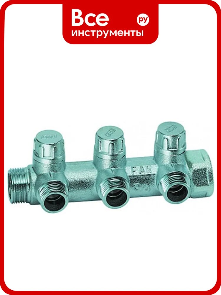 Запорный коллектор с 3 отводами FAR 1" ВР-НР М24х19 FK 3900 C1