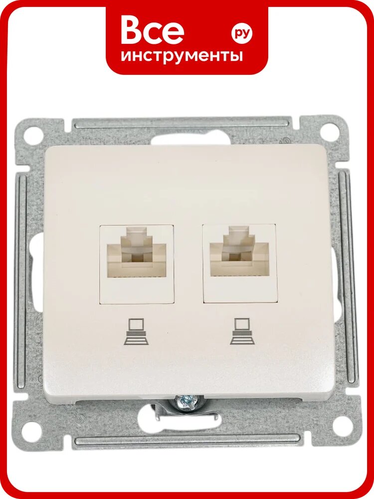 Компьютерная розетка Systeme Electric Glossa Перламутр 2-ая RJ45+RJ45, кат.5E SE GSL000685KK