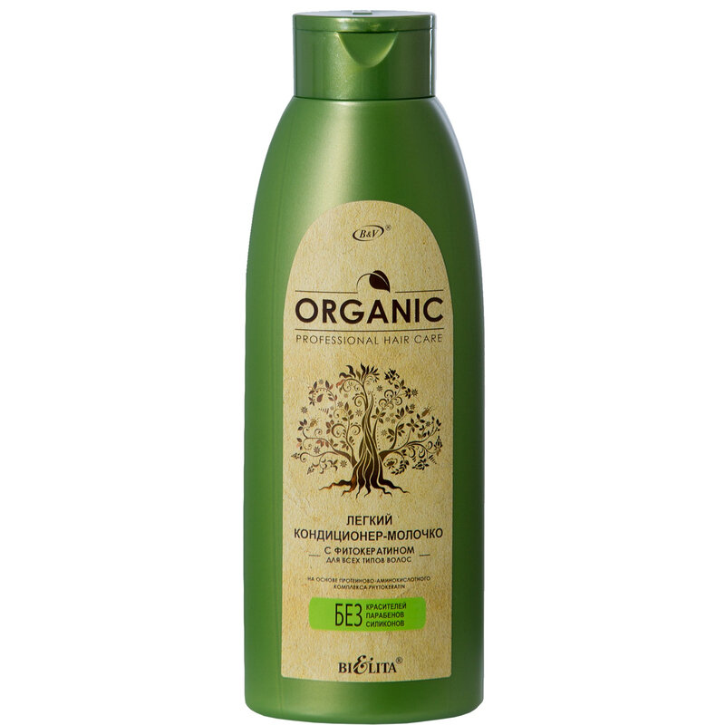 Белита organic кондиционер-молочко легкий с фитокератином для всех типов волос 500мл