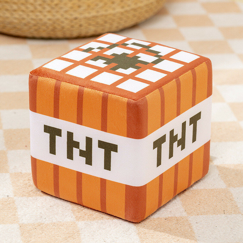 Plush toy grass block creeper steve enderman tnt 10 cm, brown