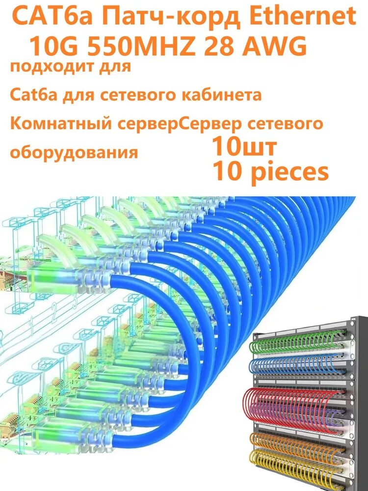 Кабель для интернет-соединения, 0.2 м, темно-синий