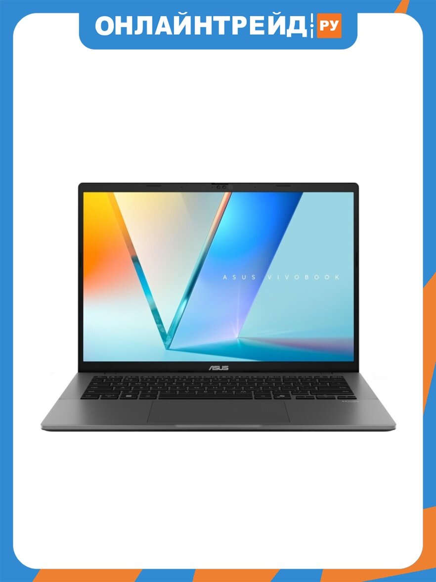 Ноутбук Asus Vivobook S14 M3407HA 14", IPS, AMD Ryzen 7 260 3.8ГГц, 8-ядерный, 16Гб DDR5, 512Гб SSD, AMD Radeon 780M, без ОС, серый (90NB16E1-M00310)