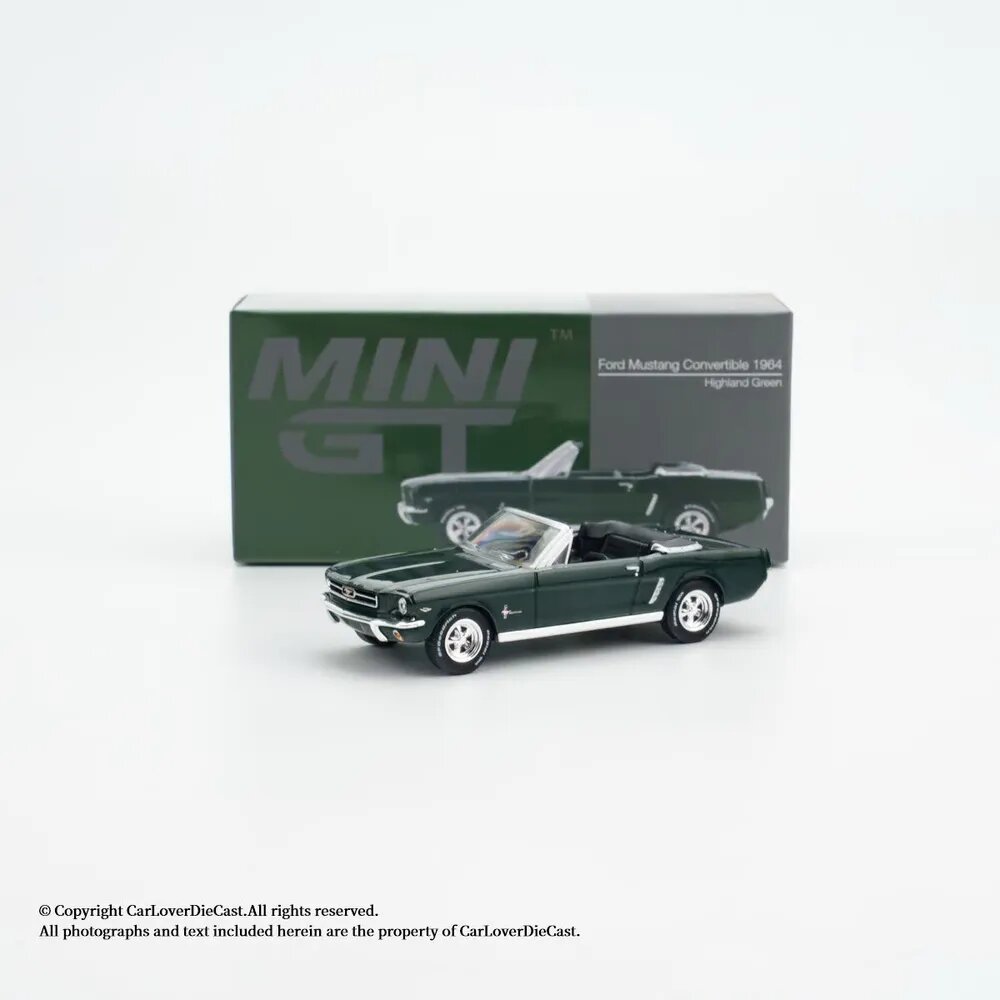 Машинка MINI GT MODEL 1:64 #1166 Ford Mustang Convertible 1964 green Die-cast Alloy Model Collection Toy Children Gifts