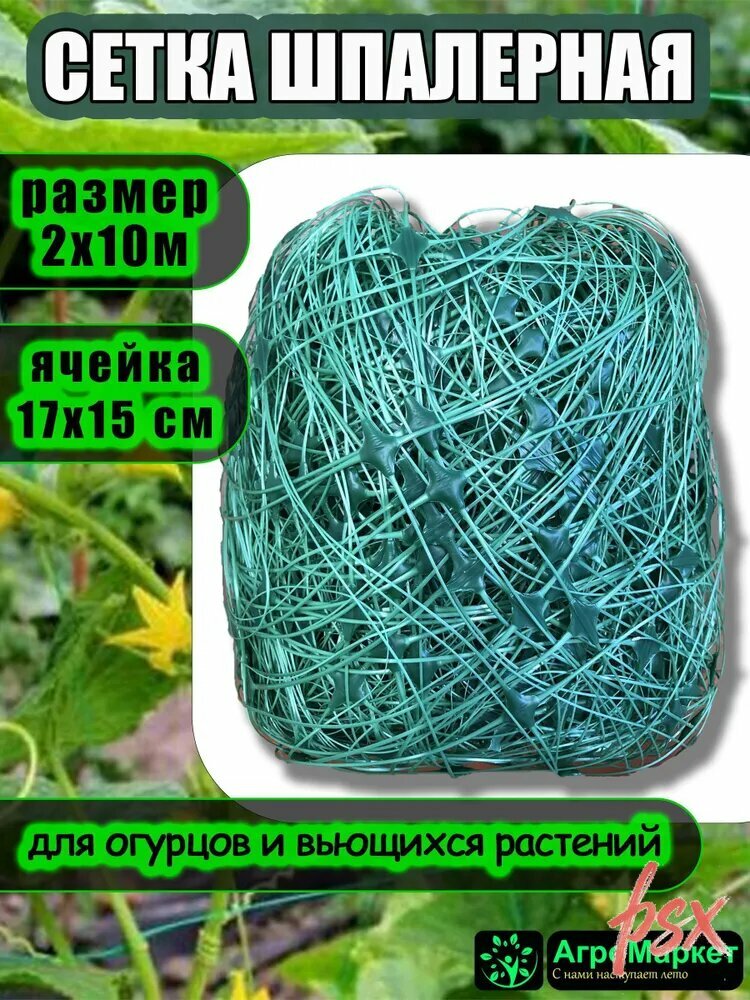 Сетка садовая шпалерная, Пластик,10х2м