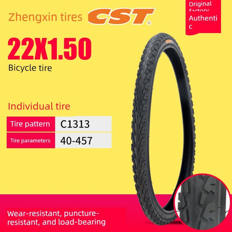 Шина для велосипеда Zheng Xin 22x1.50 C1313 внешняя, прочная для колес 22 дюймов, совместимость с дорожными и горными