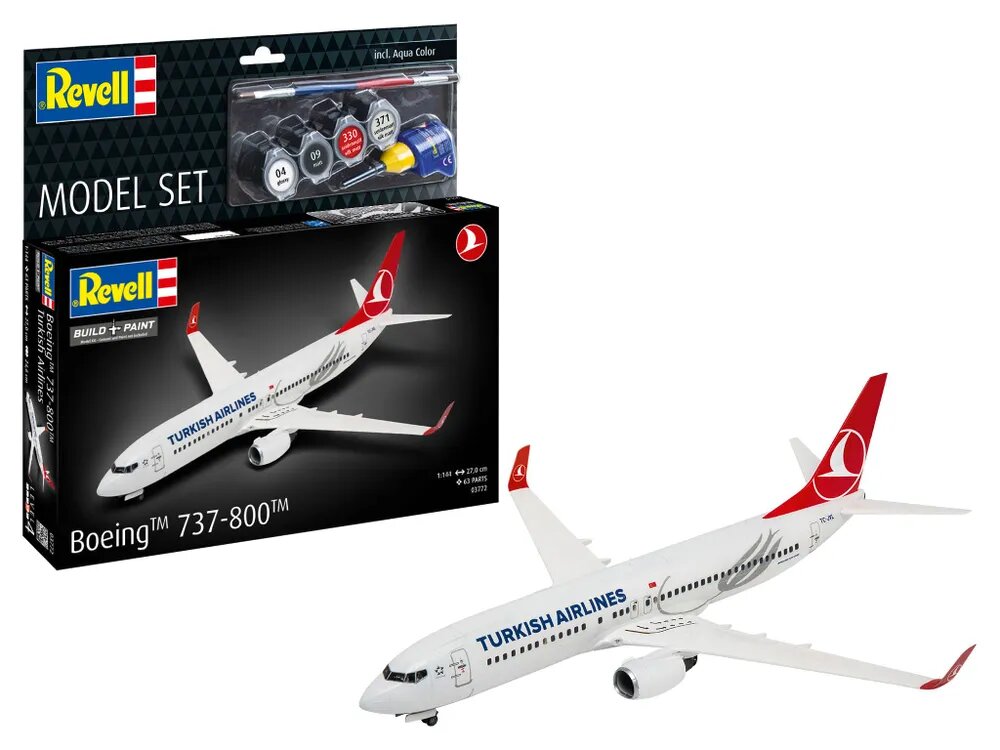 Модель самолета Revell 63772 Boeing 737-800 "Turkish Airlines" 1:144, пластик, с аксессуарами