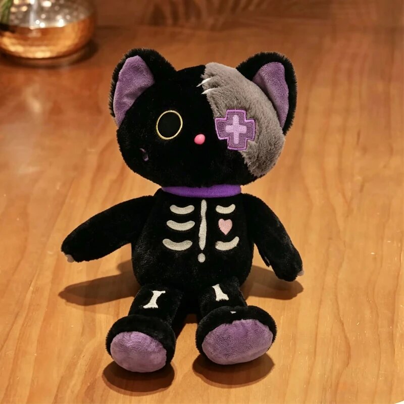 Плюшевый кот-скелет Kawaii Black Series, черный