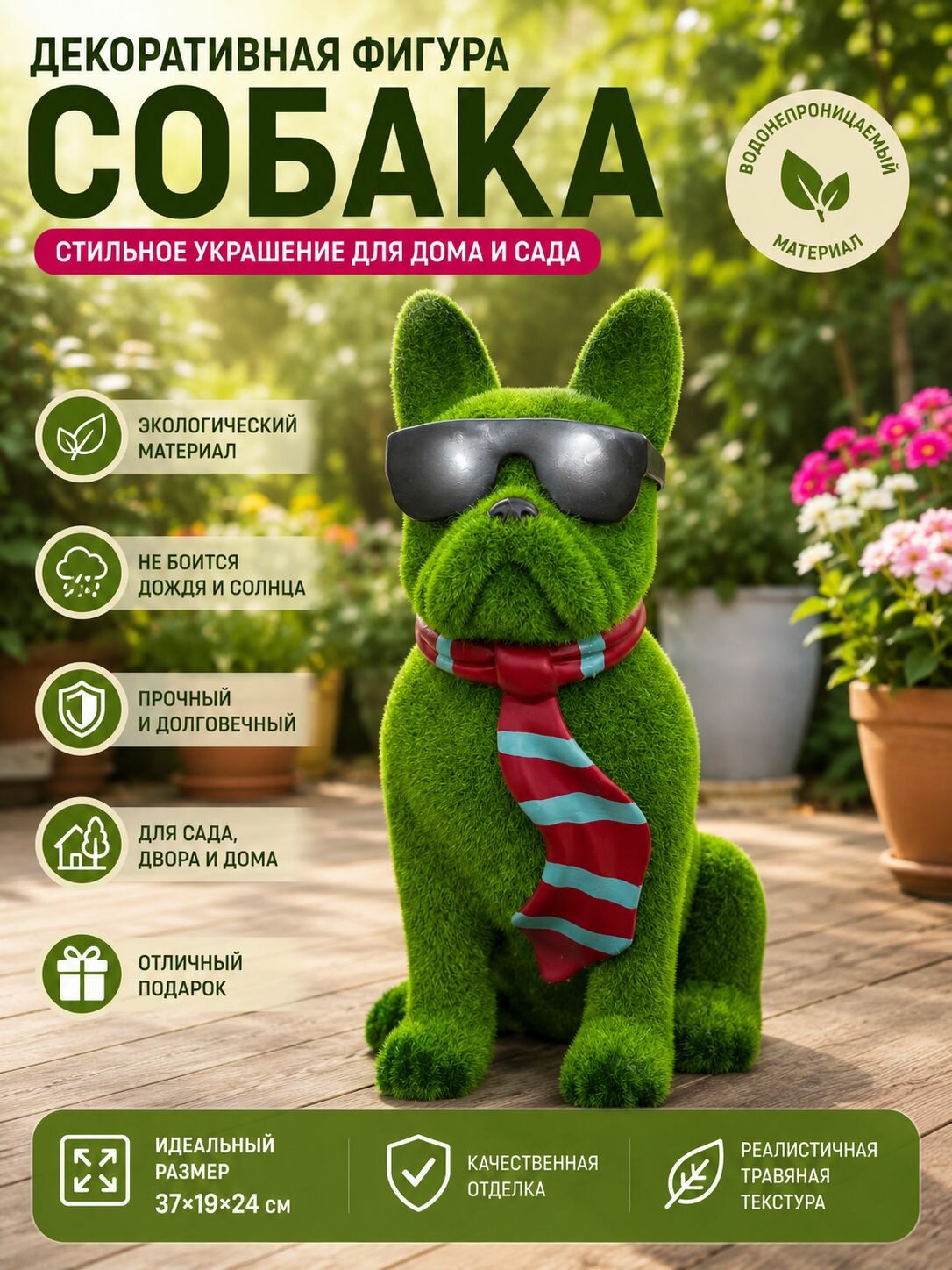 Фигурка садовая, декоративная для сада и дачи, оригинальное украшение участка, стильный уличный декор